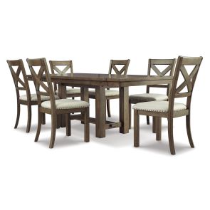 Moriville 7 Piece Counter Set (Rectangular Table with 6 Upholstered ...