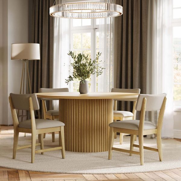 Buy Ellington 5 Pc Dining Set (60" Table w/4 Beck Natural Side Chairs ...